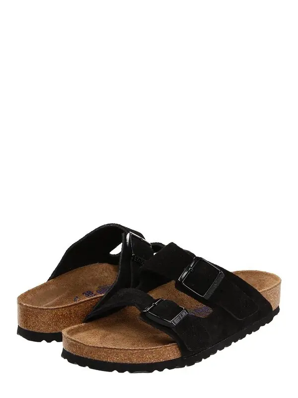 BIRKENSTOCK Arizona Soft Footbed Suede Sandals - Black