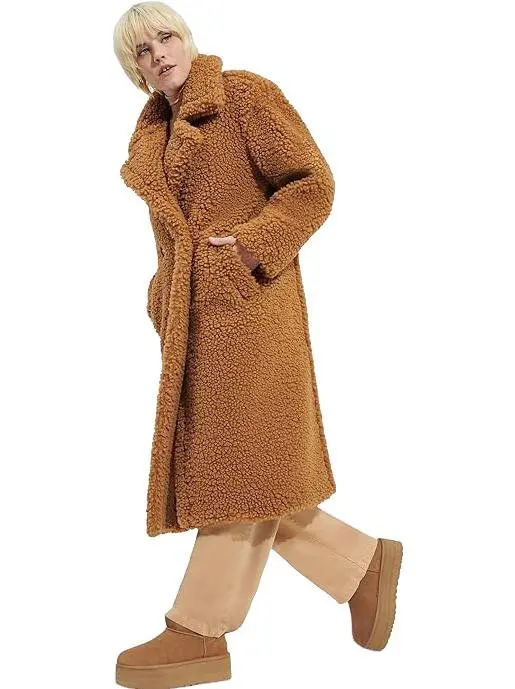 UGG Gertrude Long Teddy Coat - Brown
