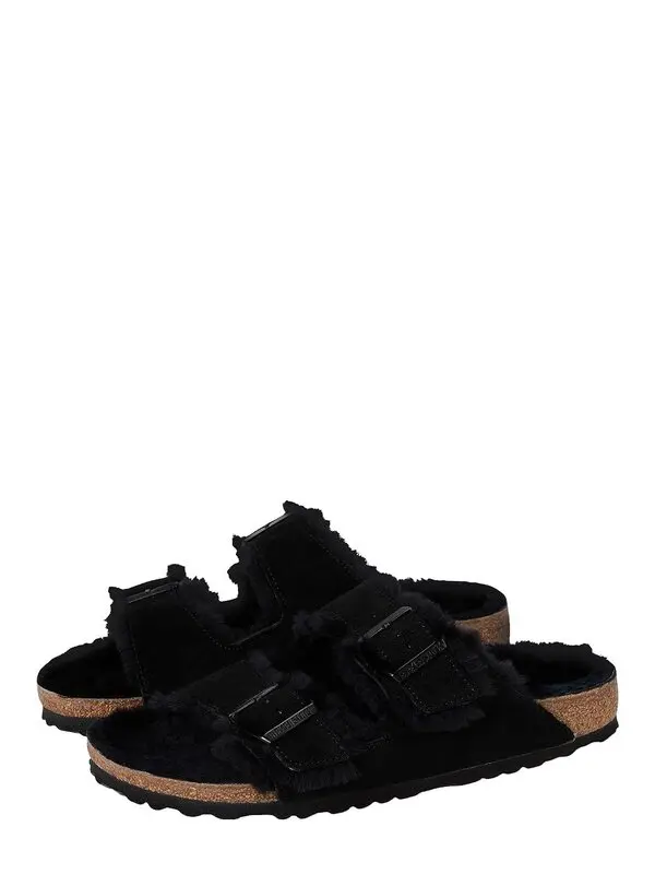 BIRKENSTOCK Arizona Shearling Suede Sandals - Black
