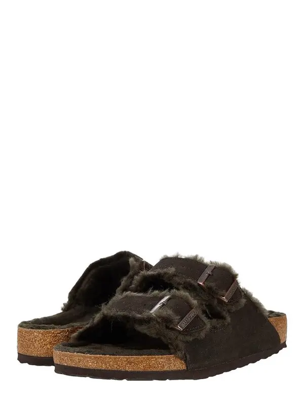 BIRKENSTOCK Arizona Shearling Suede Sandals - Brown