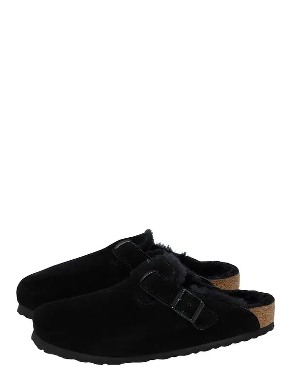 BIRKENSTOCK Boston Shearling Suede Clogs - Black
