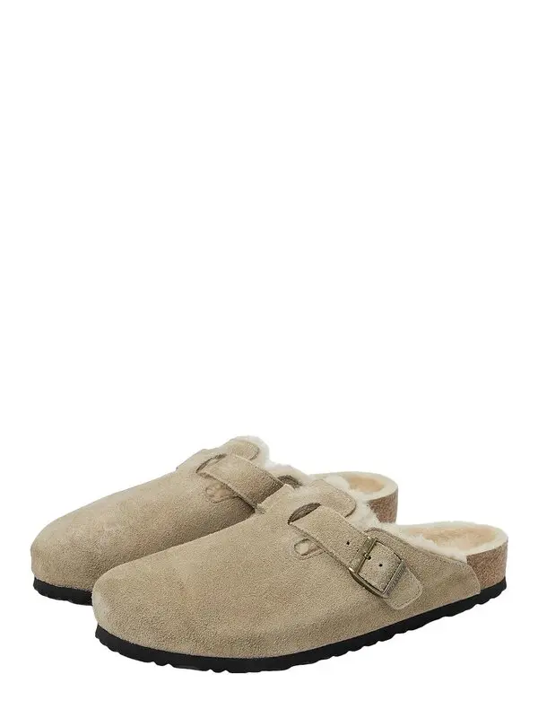 BIRKENSTOCK Boston Shearling Suede Clogs - Taupe