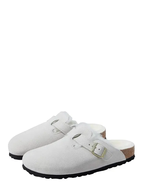BIRKENSTOCK Boston Shearling Suede Clogs - White