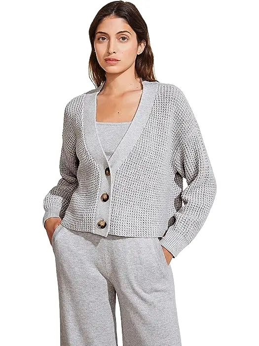 Eberjey Recycled Sweater Cropped Cardigan - Gray