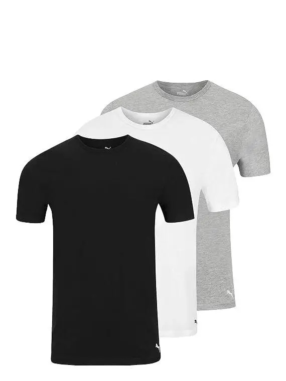 PUMA 3 Pack Crew Neck T-shirts Underwear - White/gray/black