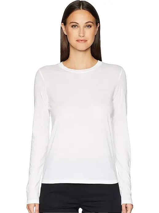 Vince Essential Long Sleeve Jersey Crew - White