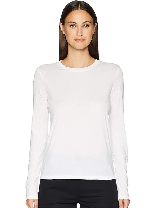 Vince Essential Long Sleeve Jersey Crew - White