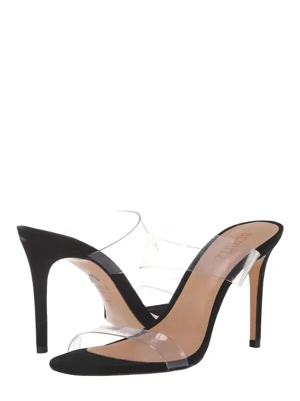 Schutz Ariella Stiletto Sandals With Transparent Straps - Black