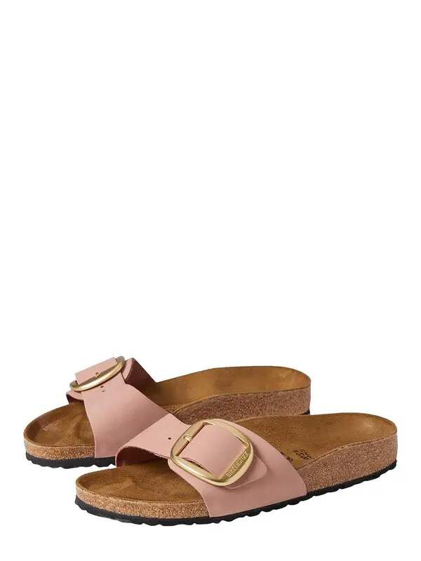 BIRKENSTOCK Madrid Big Buckle Nubuck Leather Slide Sandals - Pink
