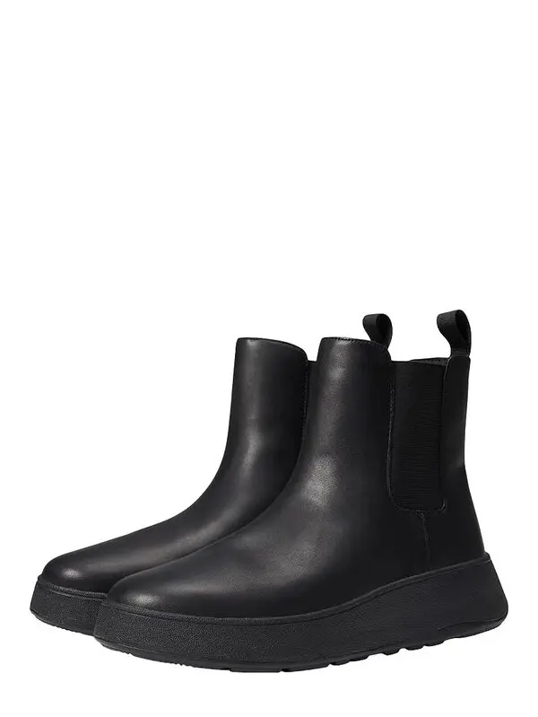 Fitflop F-mode Leather Flatform Chelsea Boots - Black