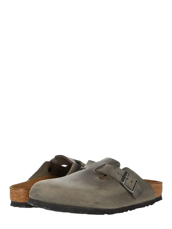BIRKENSTOCK Boston Soft Footbed Oiled Leather Clogs - Gray