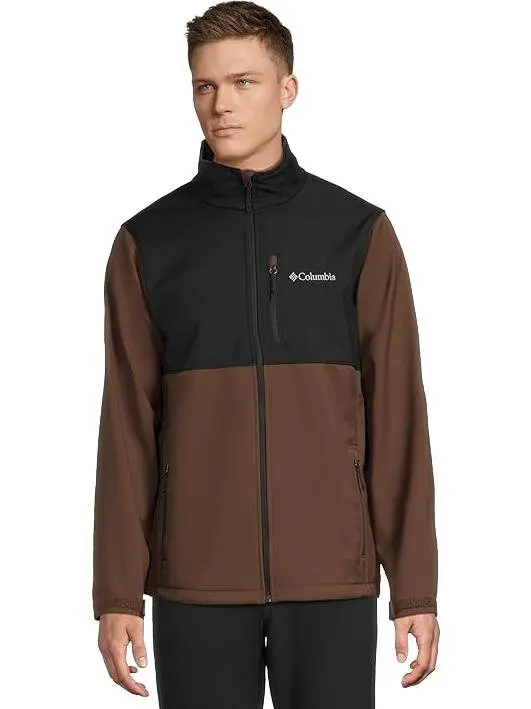 Columbia Softshell Jacket With Stand Collar And Embroidered Logo - Brown