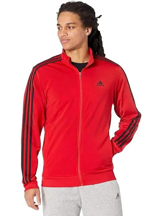 Adidas Essentials 3-stripes Tricot Track Jacket Coat Scarlet - Black