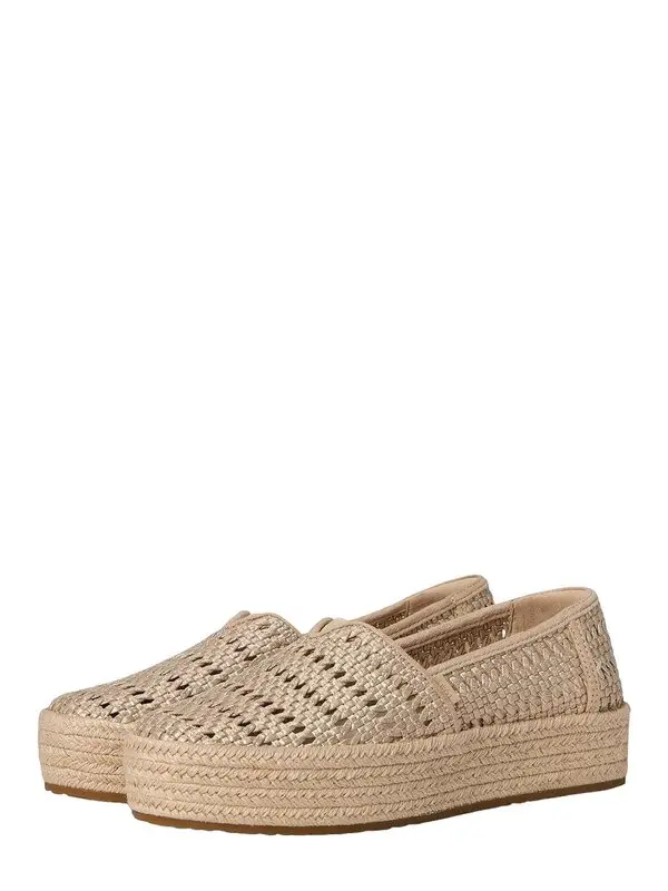 Toms Valencia Floral Crochet Platform Espadrilles - Beige
