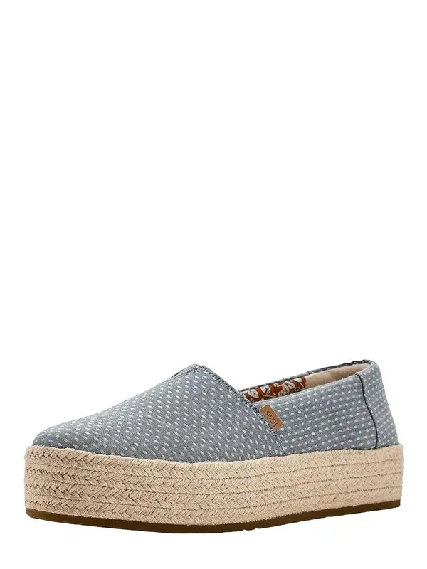 Toms Valencia Floral Crochet Platform Espadrilles - Blue