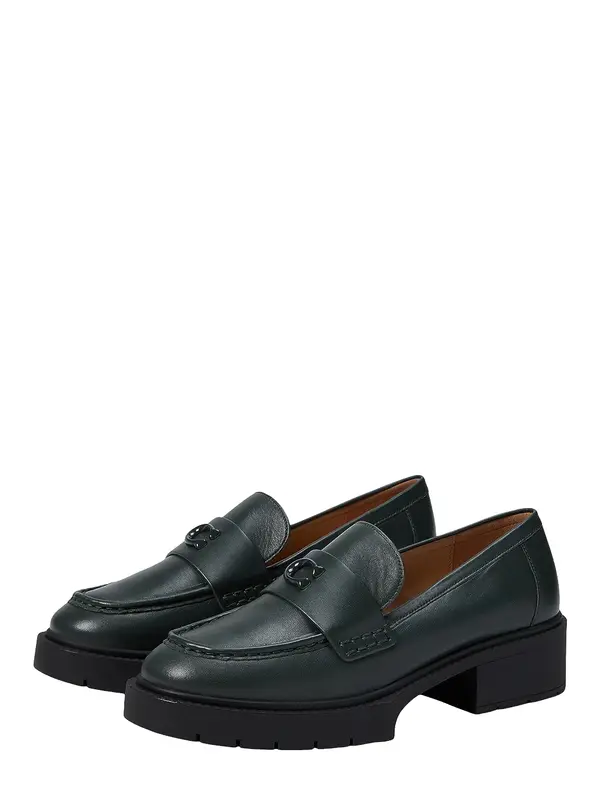 COACH Leah Leather Loafers With Chunky Platform And Block Heel - Green