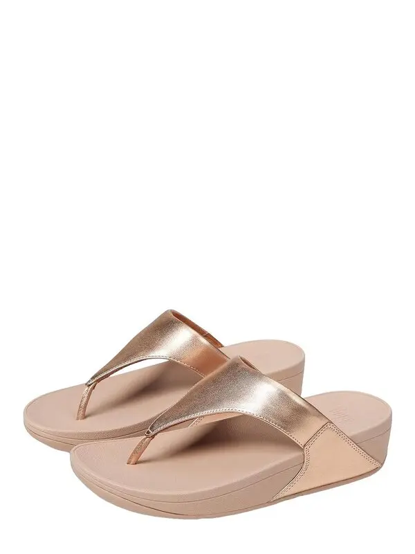 Fitflop Lulu Leather Thong Sandals With Microwobbleboard Midsole - Gold