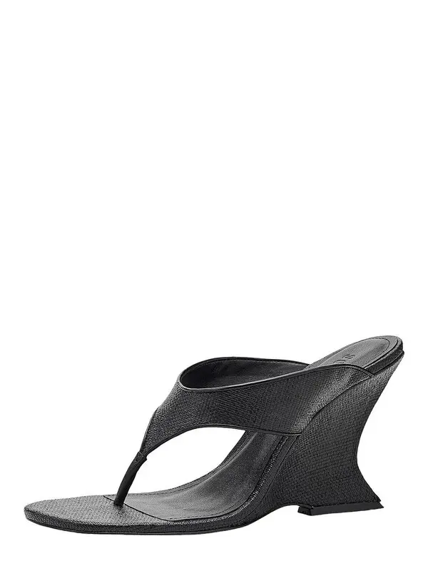 Schutz Maya Wedge Thong Sandals - Black