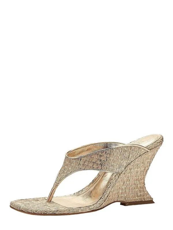 Schutz Maya Wedge Thong Sandals - Gold