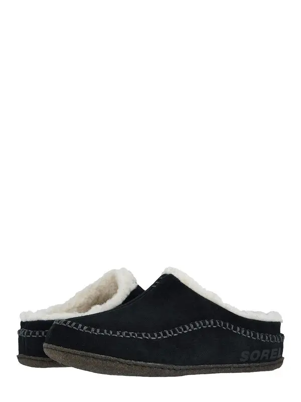 Sorel Falcon Ridge Ii Suede Slippers With Fleece Lining - Black