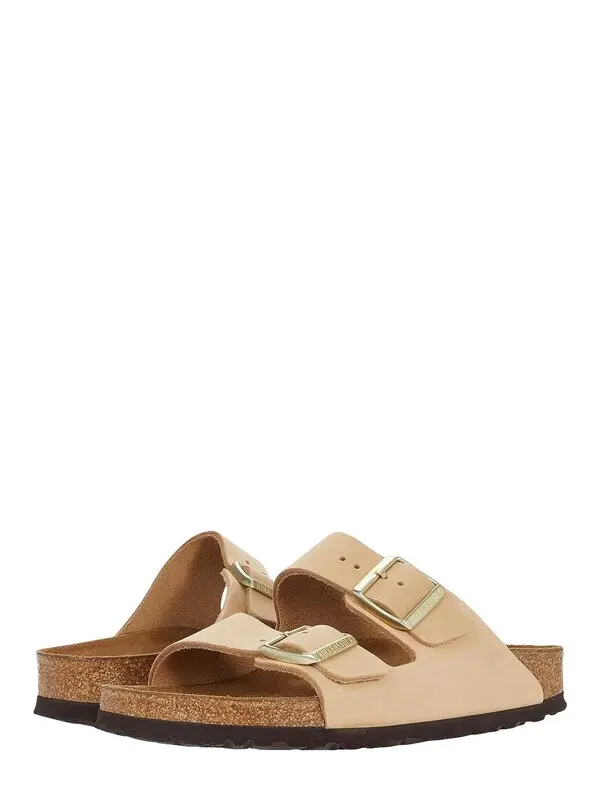 BIRKENSTOCK Arizona Soft Footbed Nubuck Leather Sandals - Tan