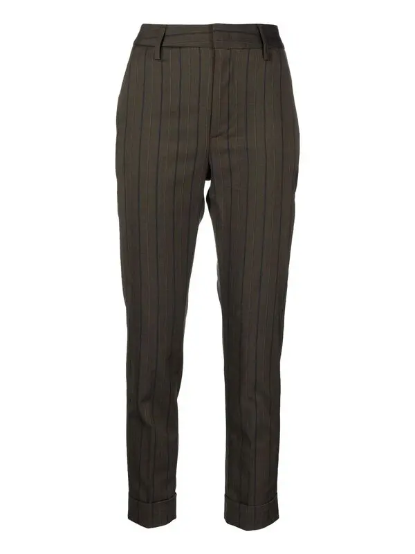 DONDUP Striped Cropped Trousers - Brown