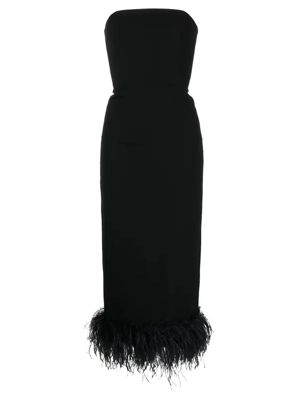 16Arlington Strapless Feather-trim Dress - Black