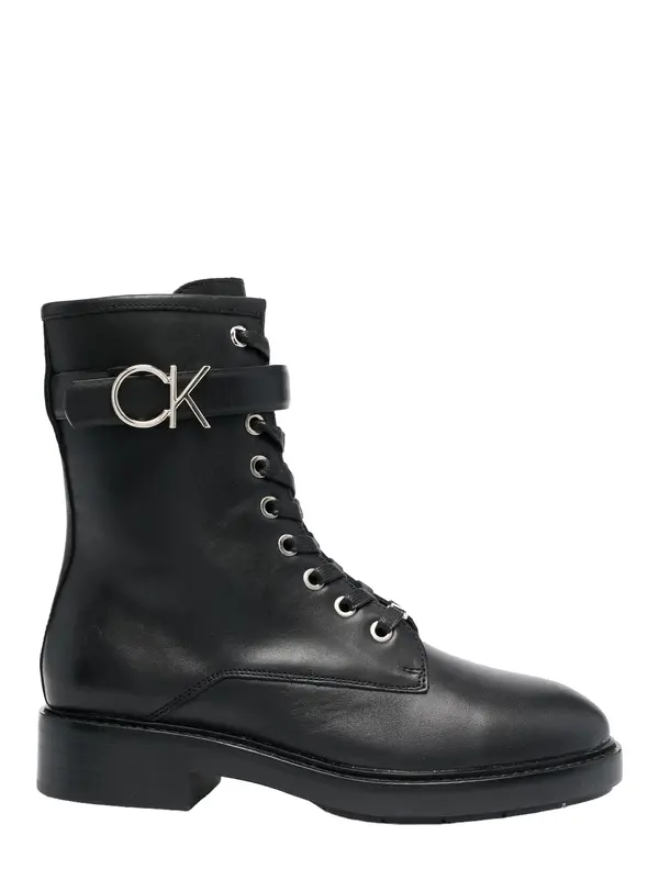 Calvin Klein Buckle Combat Boots - Black