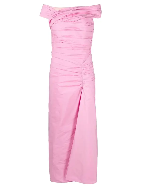 Dsquared2 Ruched Off-shoulder Midi Dress - Pink