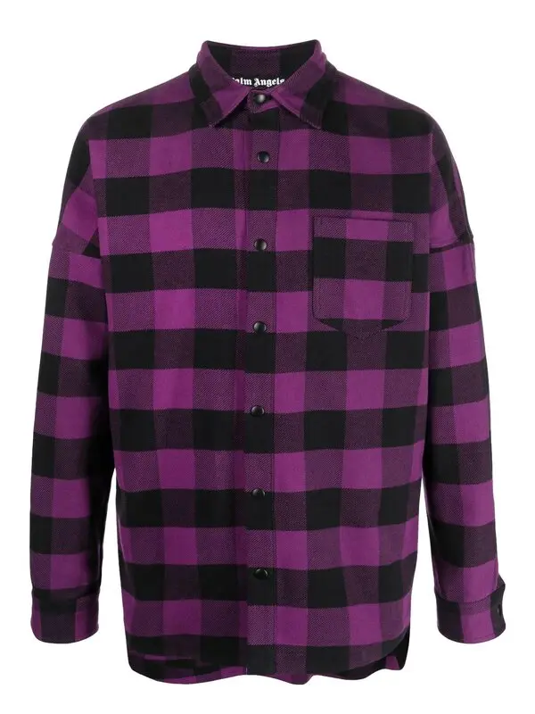 Palm Angels Check-print Cotton Shirt - Purple