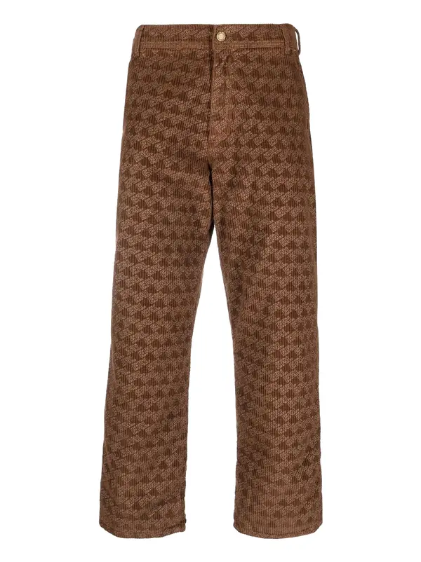 ERL Graphic-print Corduroy Trousers - Brown