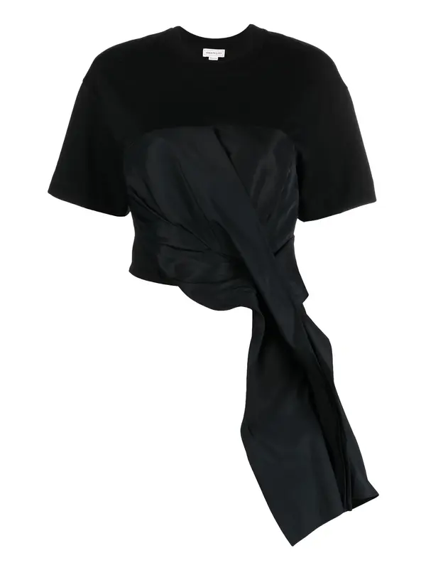 Alexander McQueen Ruched-detail Asymmetric T-shirt - Black