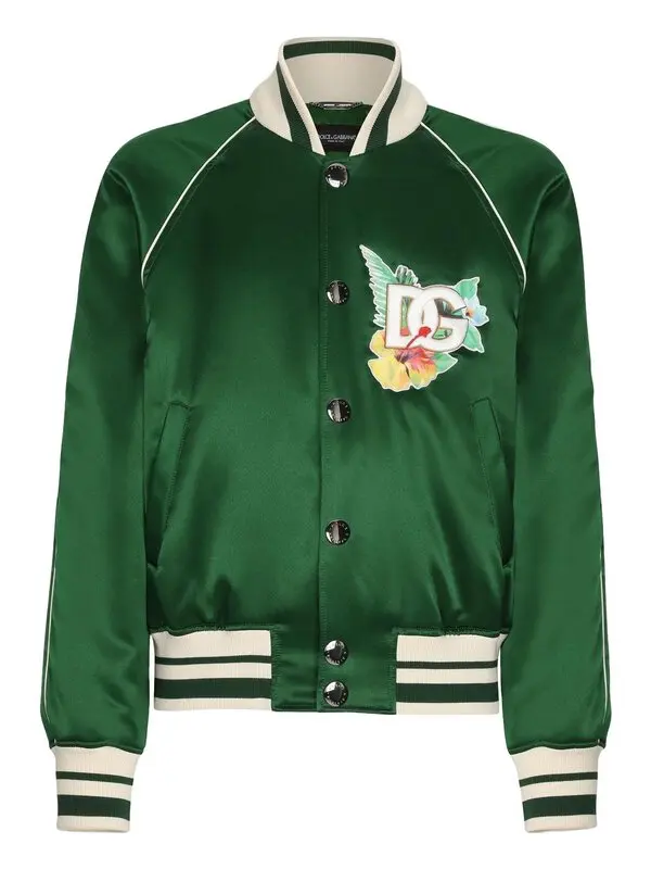 Dolce & Gabbana Logo-print Satin Bomber Jacket - Green