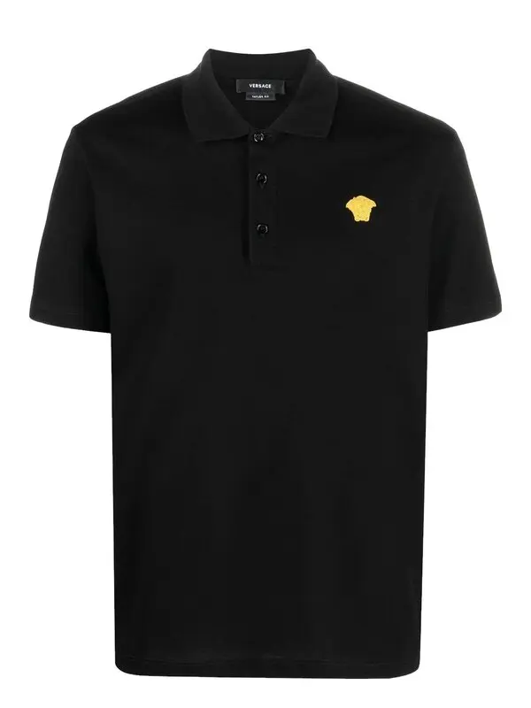 Versace Medusa Embroidered Polo Shirt - Black