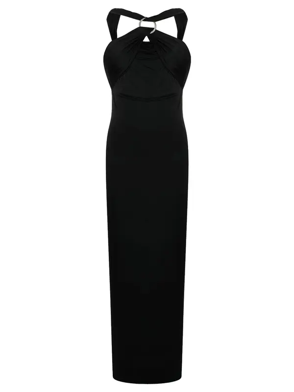 Attico Draped Halterneck Gown - Black