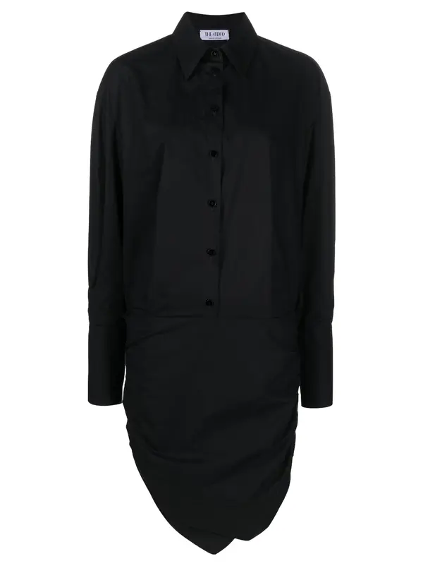 Attico Asymmetric-hem Shirt Dress - Black
