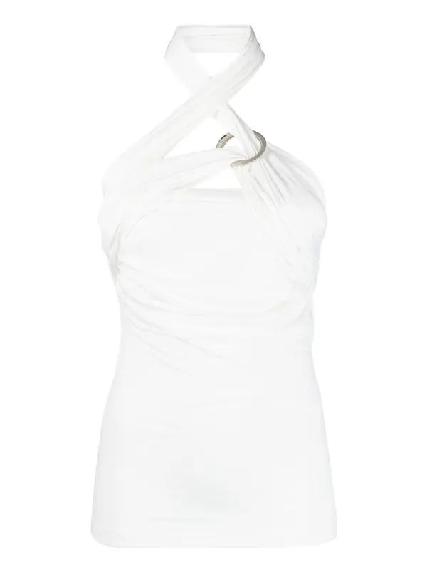 Attico Draped Halterneck Top - White