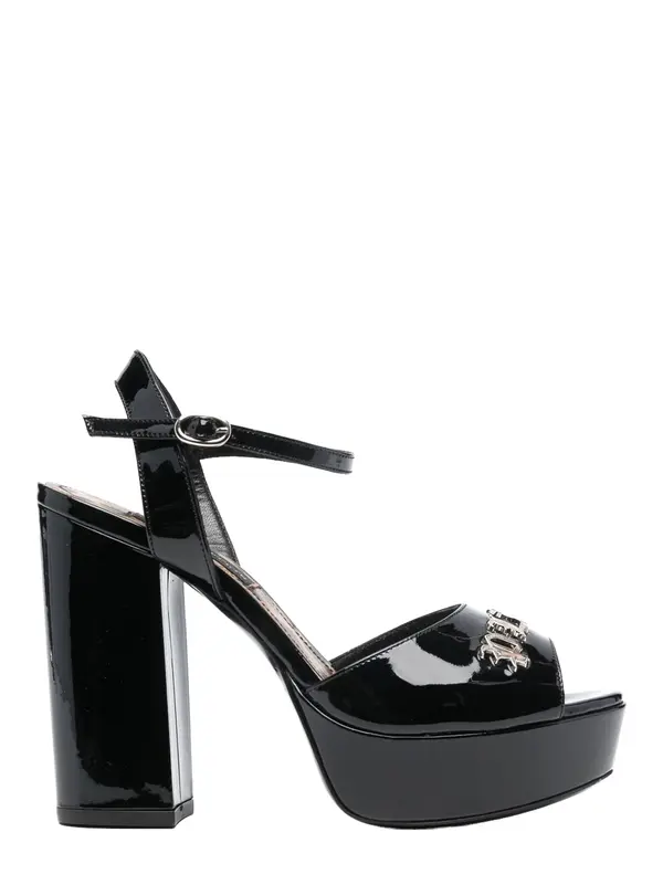 Philipp Plein 100mm Logo-plaque Platform Sandals - Black