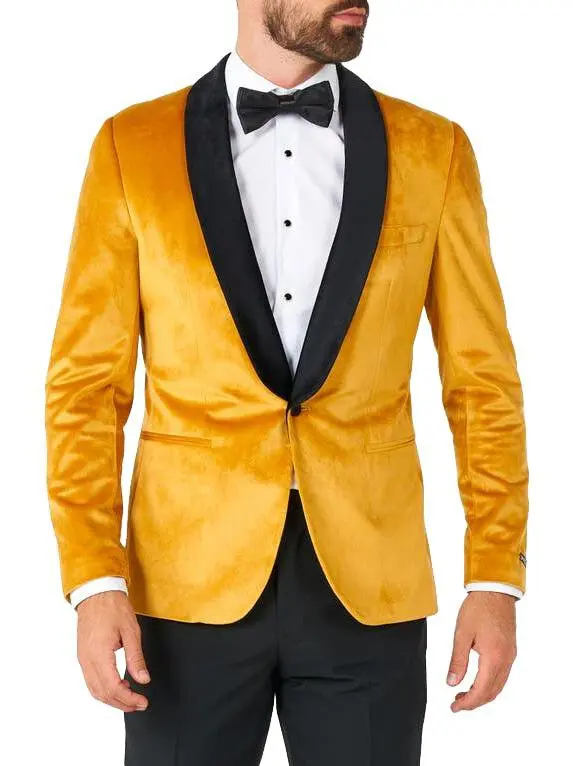 Opposuits Deluxe Gold Velvet Dinner Jacket - Orange