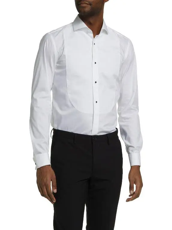 BOSS Hank Slim Fit Easy Iron Bibbed Tuxedo Shirt - White