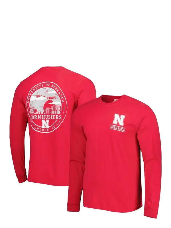 IMAGE ONE Nebraska Huskers Circle Campus Scene Long Sleeve T-shirt - Scarlet