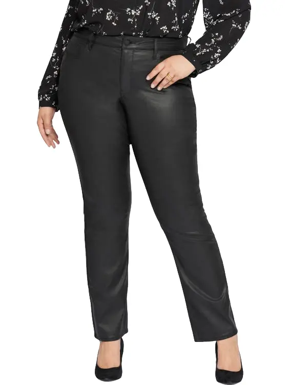 NYDJ Marilyn Straight Leg Jeans - Black Coated