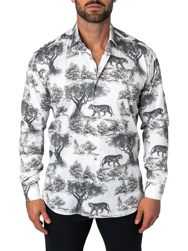 MACEOO Fibonacci Regular Fit Kingdom Button-up Shirt - White