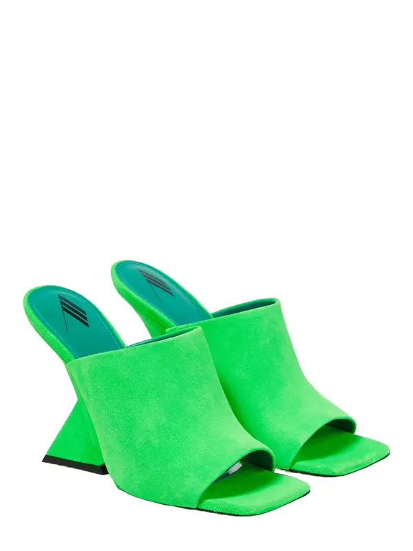 Attico Cheope Suede Wedge Mules - Green