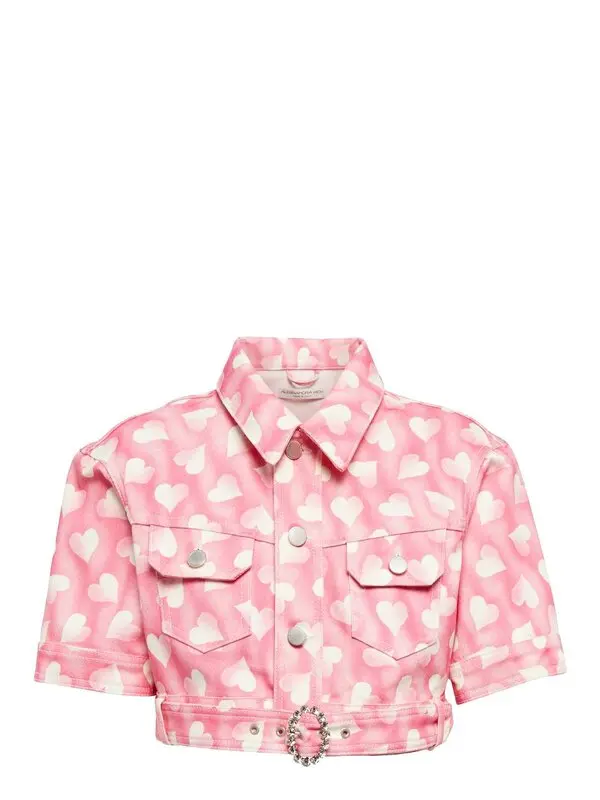 Alessandra Rich Printed Cropped Jacket - Pink