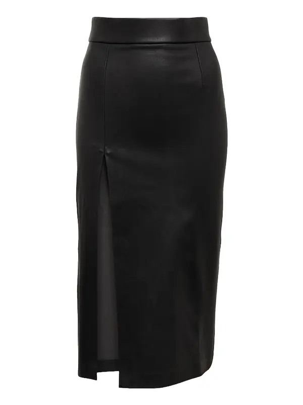 Stouls Lea Leather Midi Skirt - Black