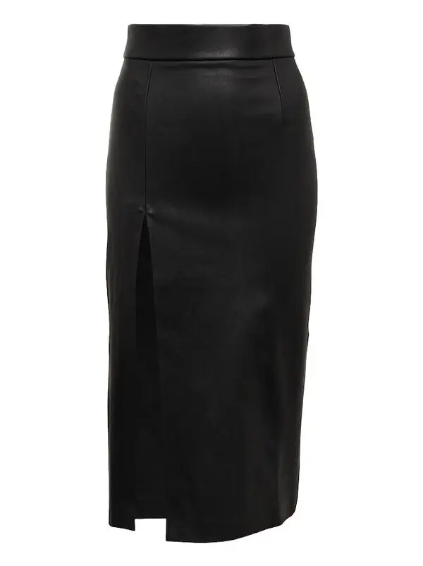 Stouls Lea Leather Midi Skirt - Black