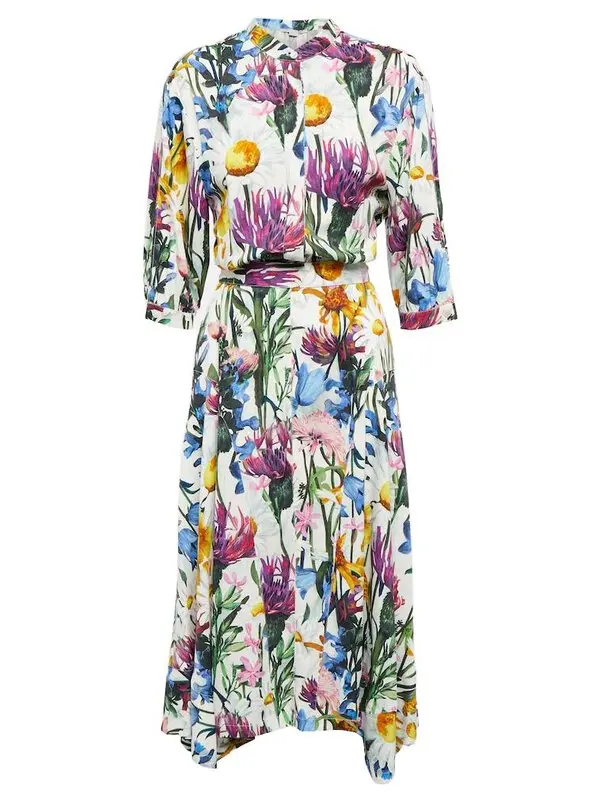 Stella McCartney Floral Satin Midi Dress - Multicoloured