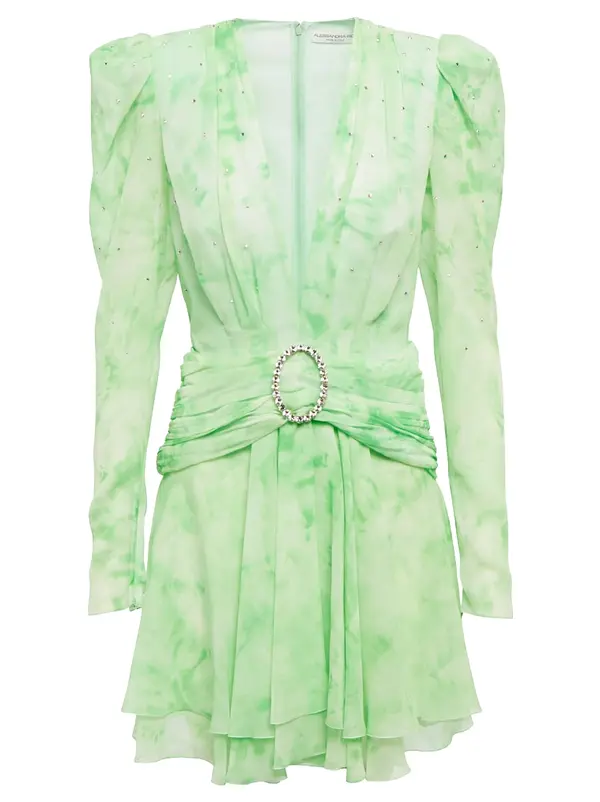 Alessandra Rich Belted Mini Dress - Green