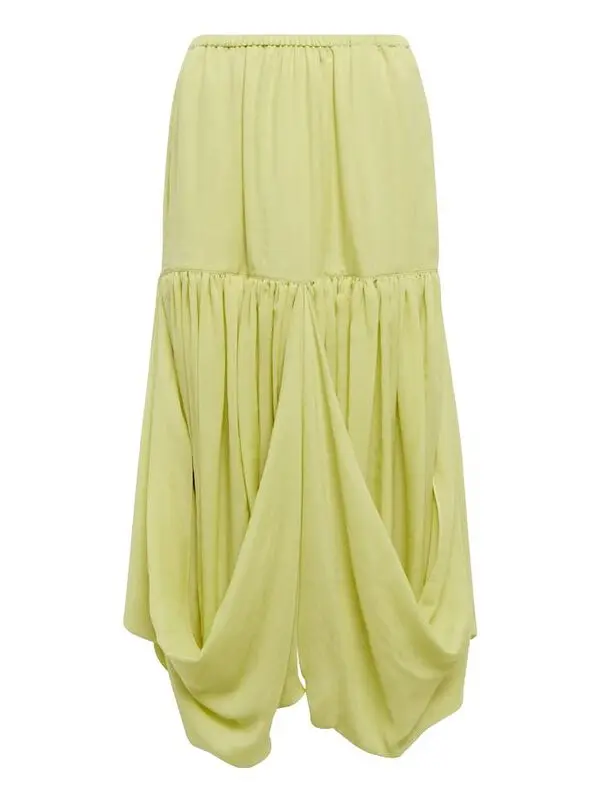 THE ROW Olwen Draped Silk Midi Skirt - Yellow